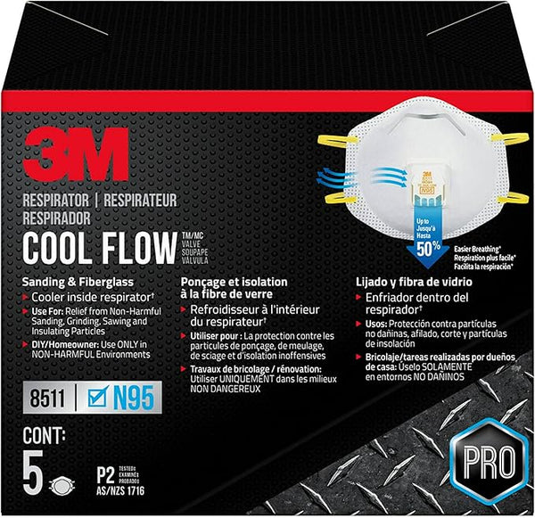 3M Cool Flow N95 Sanding & Fiberglass Respirator (5 Pack) — Primetime ...